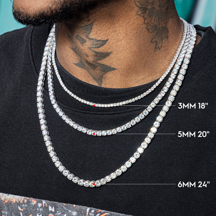 3/5/6mm 925 Sterling Silver Moissanite Tennis Chain – Spaceice