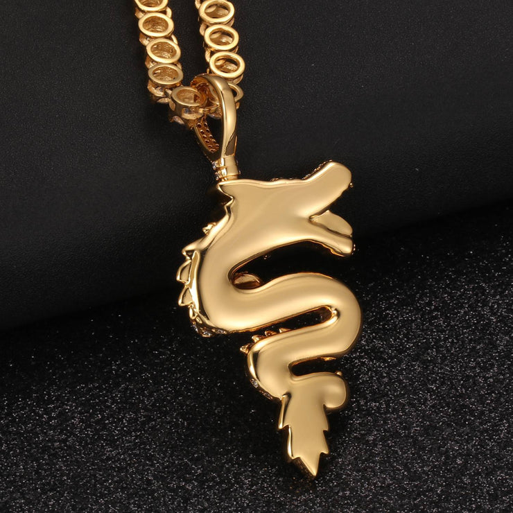 18K Gold Chinese Dragon Pendant – Spaceice